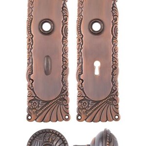 Antique Copper Privacy Set & Floral Doorknobs - Roanoke - Etsy