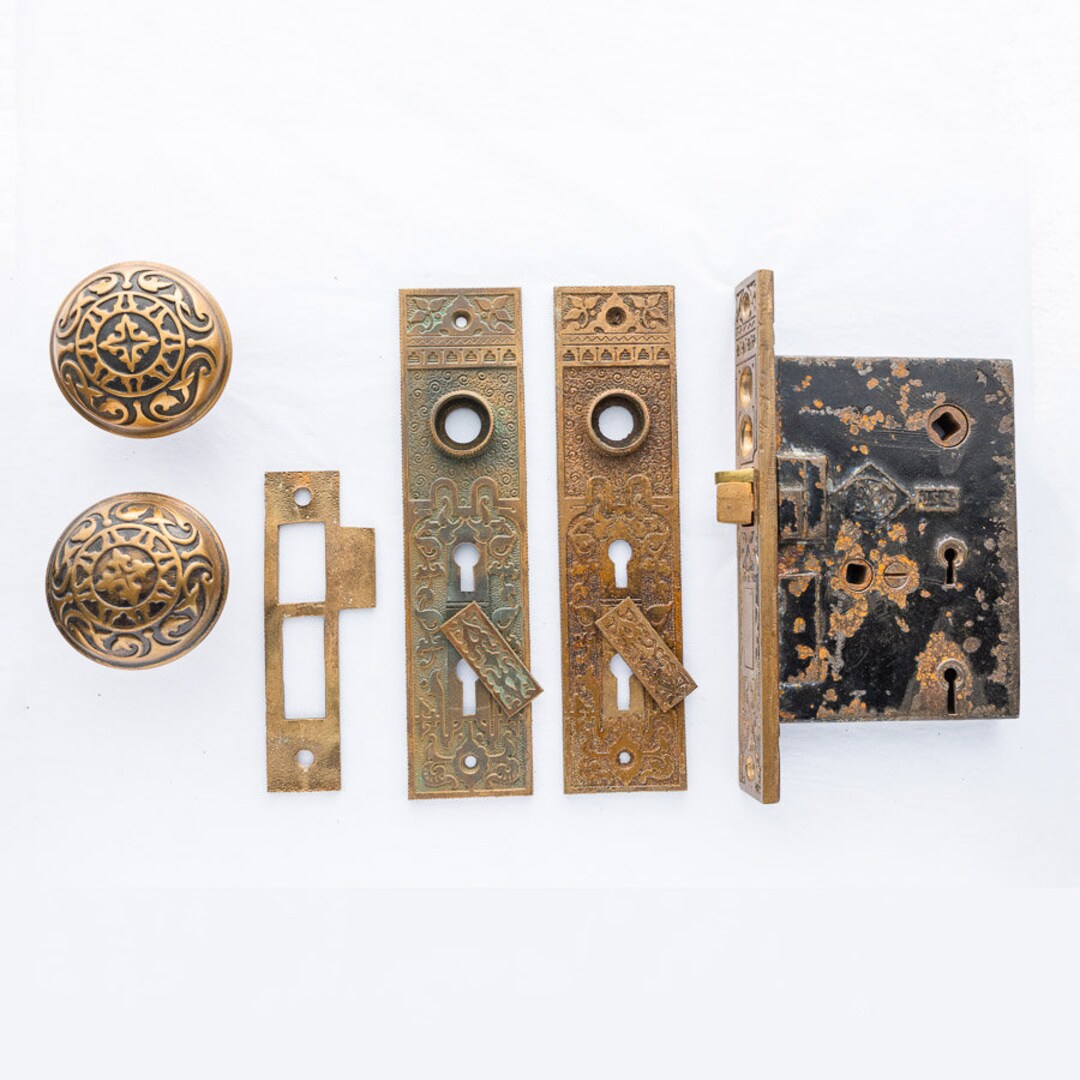 1890's Antique Doorknob and Lock Entry Door Set - Etsy