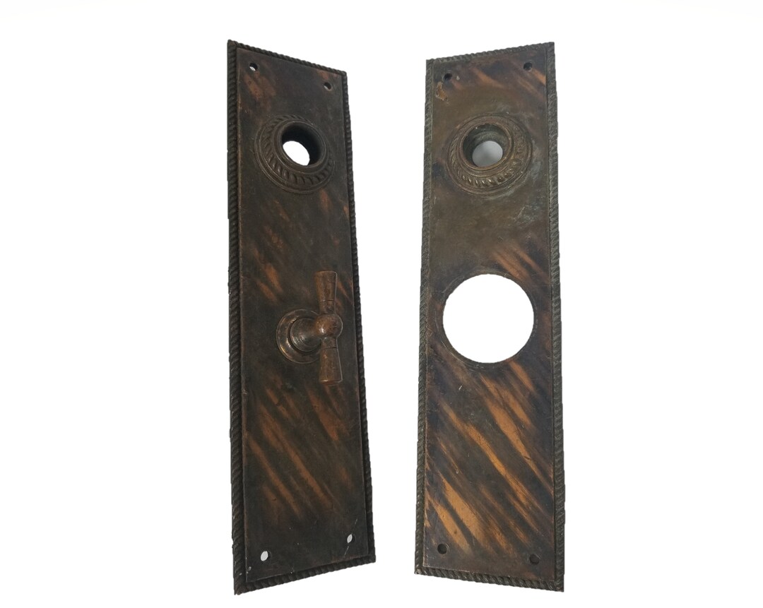 Antique Copper Japan Finish Entry Plate Set With Rope Design - Etsy