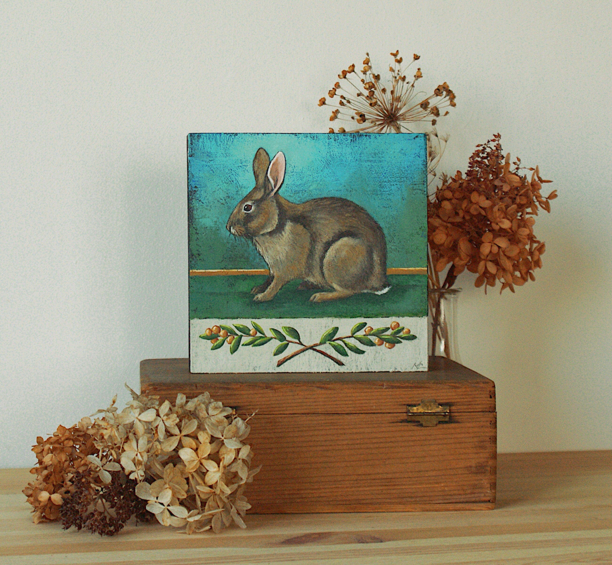 Small Cottontail Rabbit Painting, Original Wildlife Painting, Hand ...