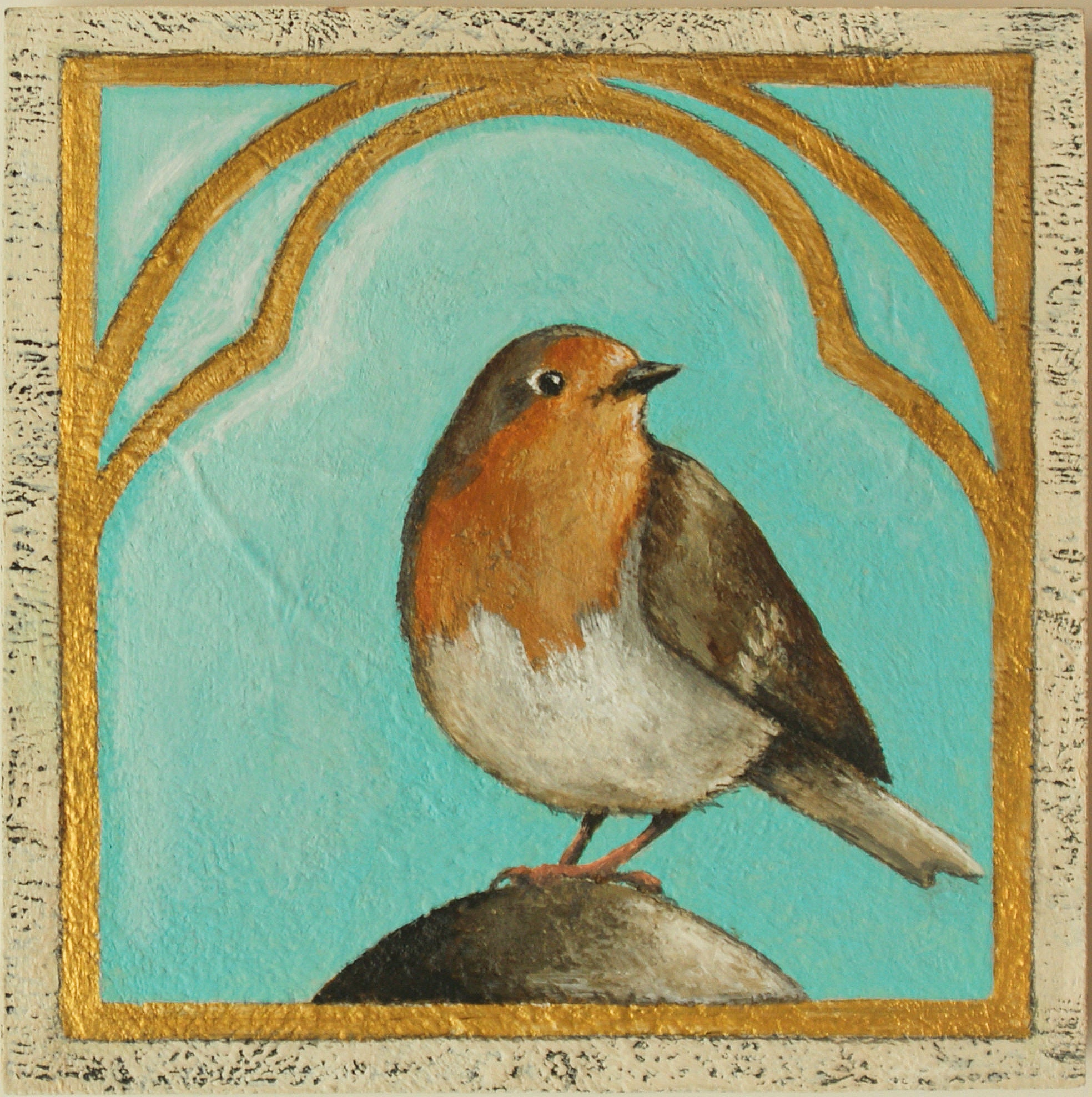 Small Original Bird Art, Robin Bird Painting, Bird Painting, European ...