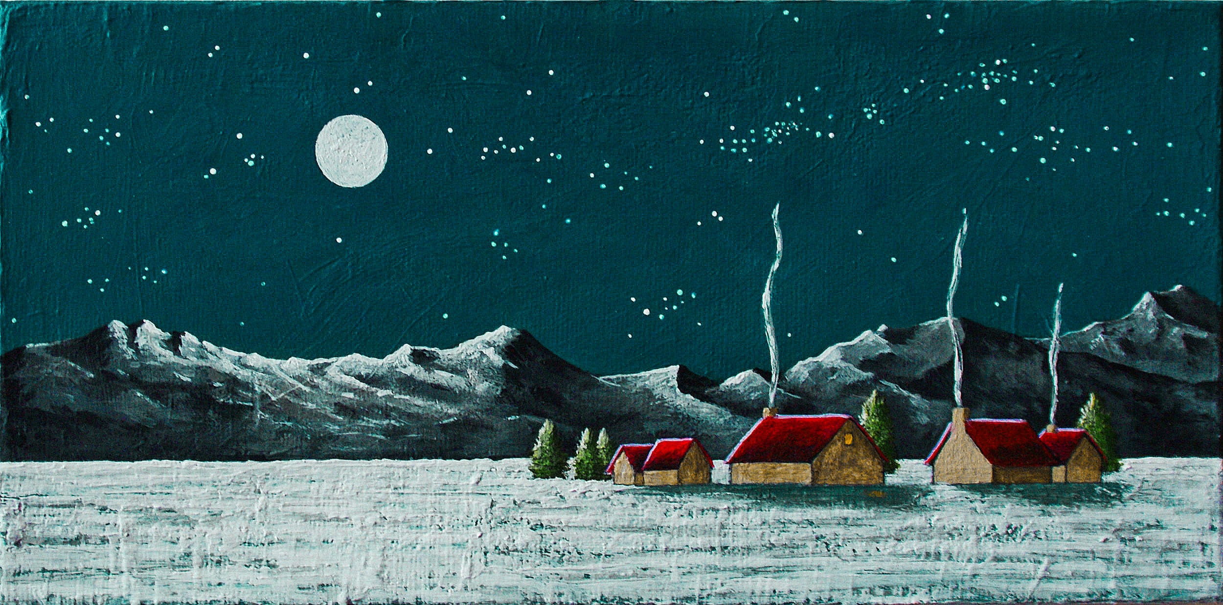 Winter Landscape Painting Winter Night Painting Full Moon - Etsy Canada
