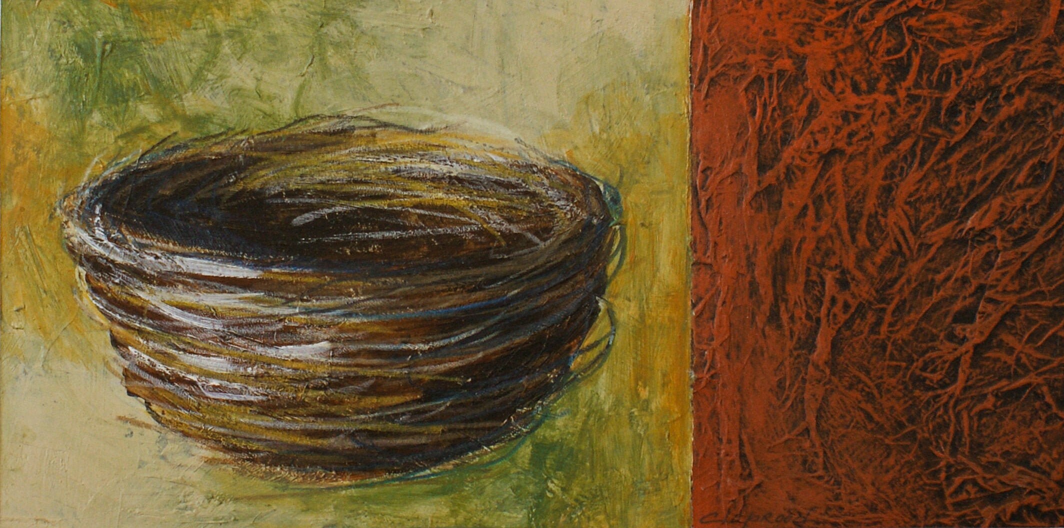 Peinture nid oiseau, Tableau nid, art original, Art nature, Nid d ...