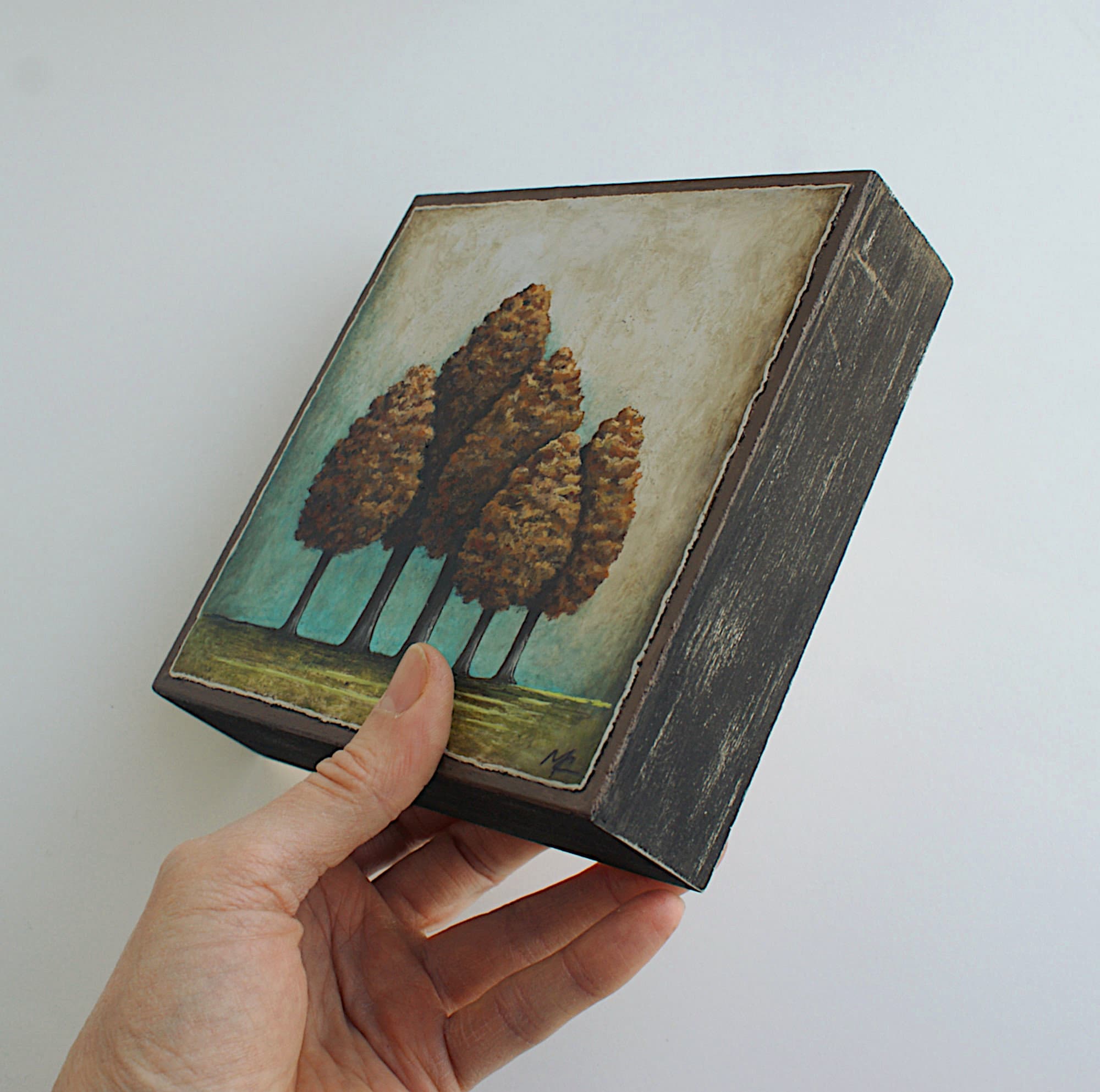 Small Original Art, Autumn Trees Painting, Little Forest Art, Hand ...