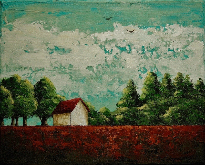 Art & Collectibles houses #013 rural landscape nature gift houm decor ...