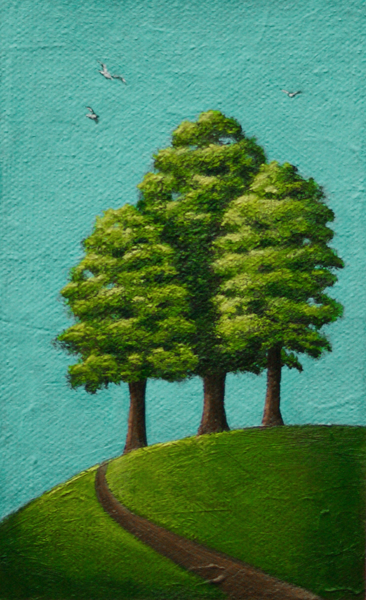 Tree Painting, Green Trees Art, Small Original Artwork, Small Wall Art ...