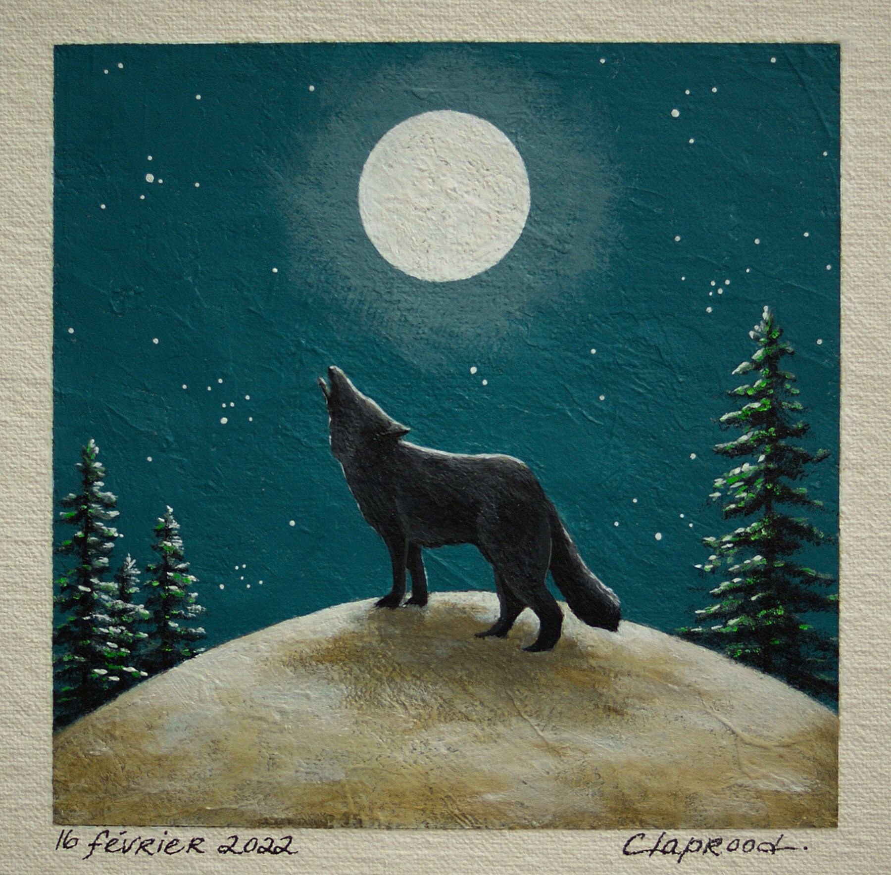 Wolf Howling Painting Acrylic