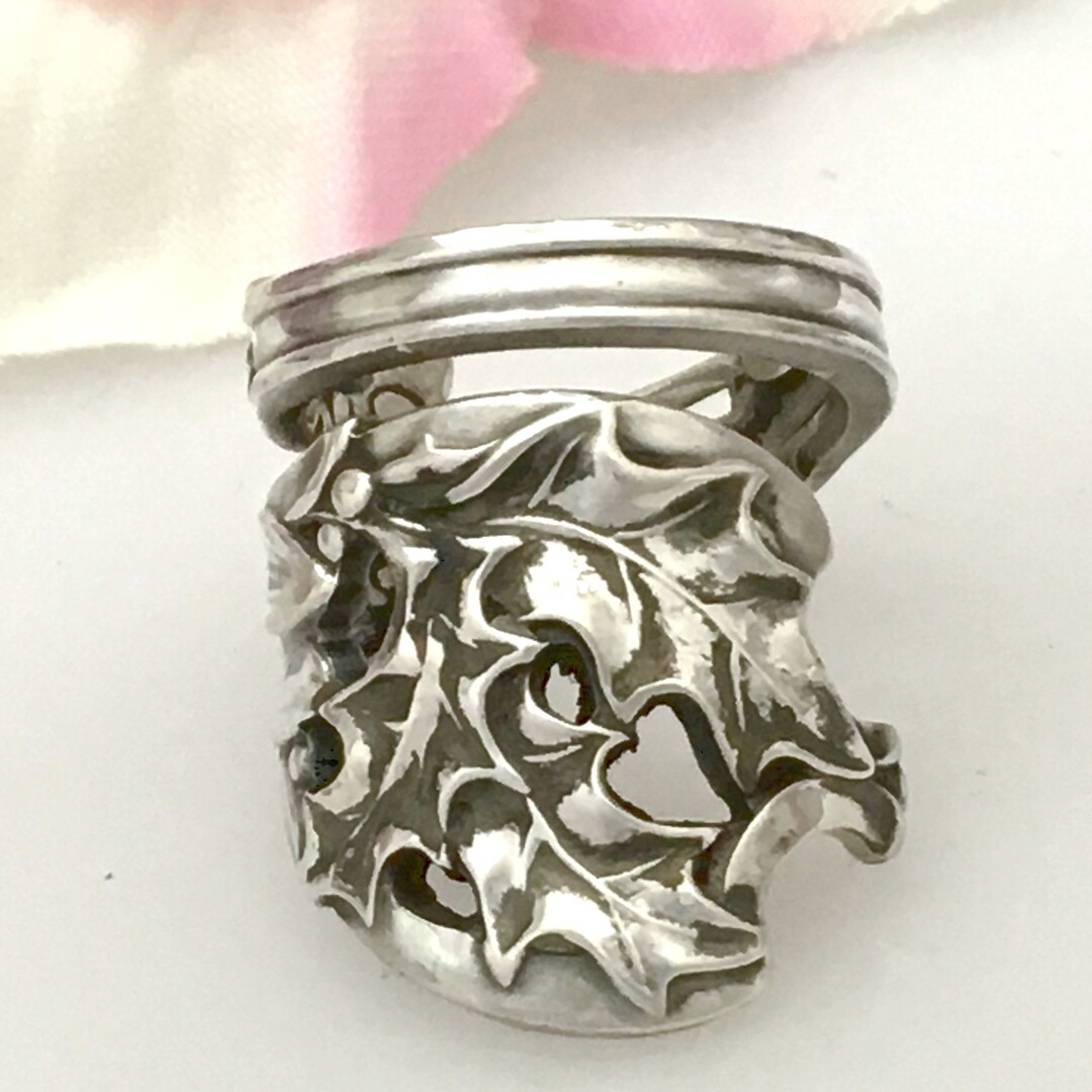 Sterling HOLLY MISTLETOE Ring ORIGINAL Silverware Size 8 to 13 Custom ...