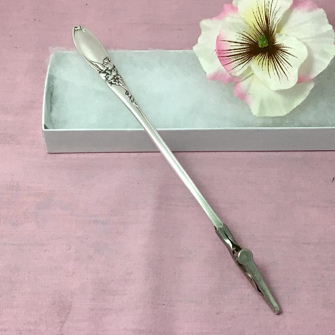 WHITE ORCHID Spoon Bracelet Zipper Helper Fastener Long Repurposed ...