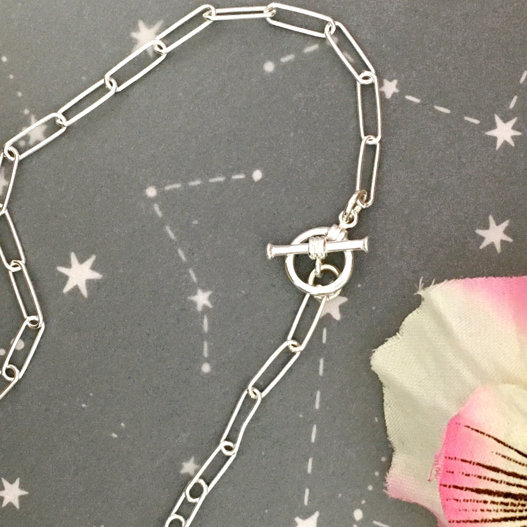 Sterling Silver PAPERCLIP Chain Necklace CHOOSE 16 to 30 Inch Simple ...