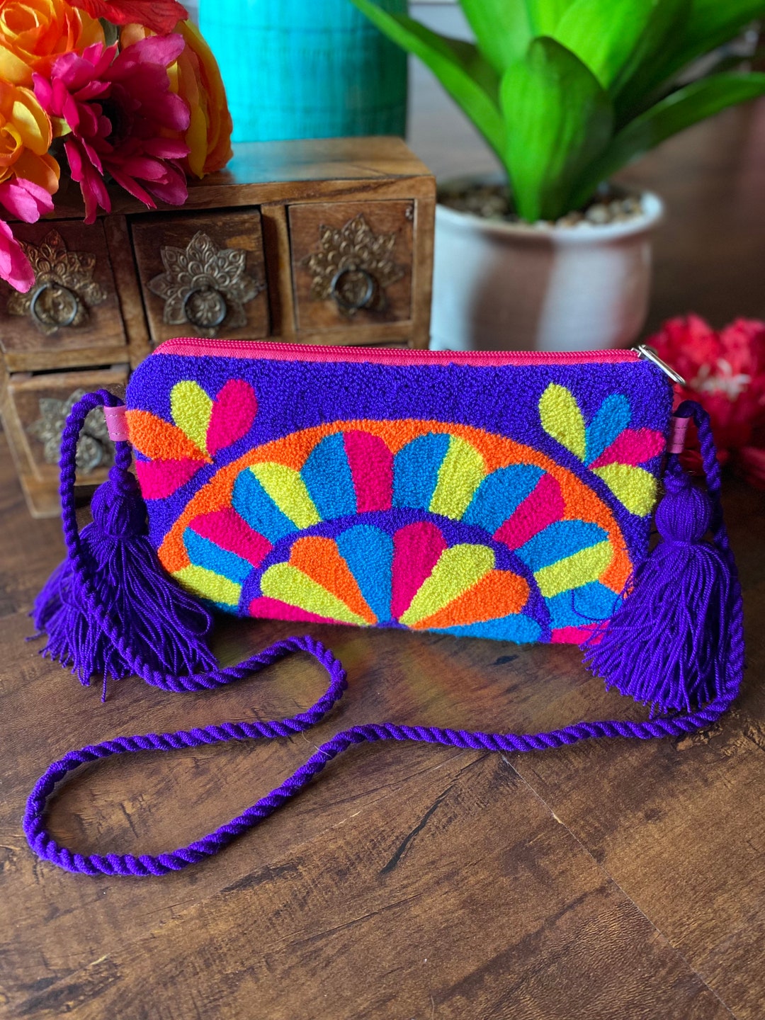 Colombian Crossbody Handmade Tapizada Wayuu Purse. Colorful Clutch With ...