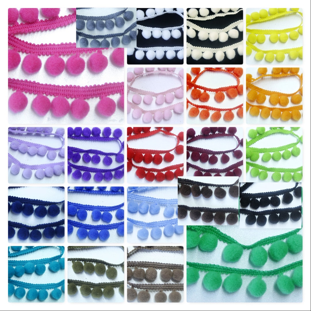 BOMMEL BORDER, Trimmings, Pompon Border, Fringe Border, Pompom 10 Mm Ø ...