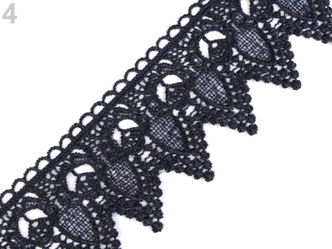 Lace Trim, Etched Lace, Gipure, Navy, 75 Mm, 951 - Etsy Denmark