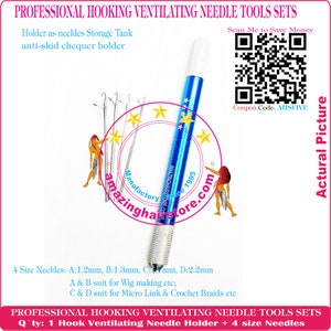 Latch Crochet Hook Ventilating Needles Make Repair 100% Remy Human Hair ...