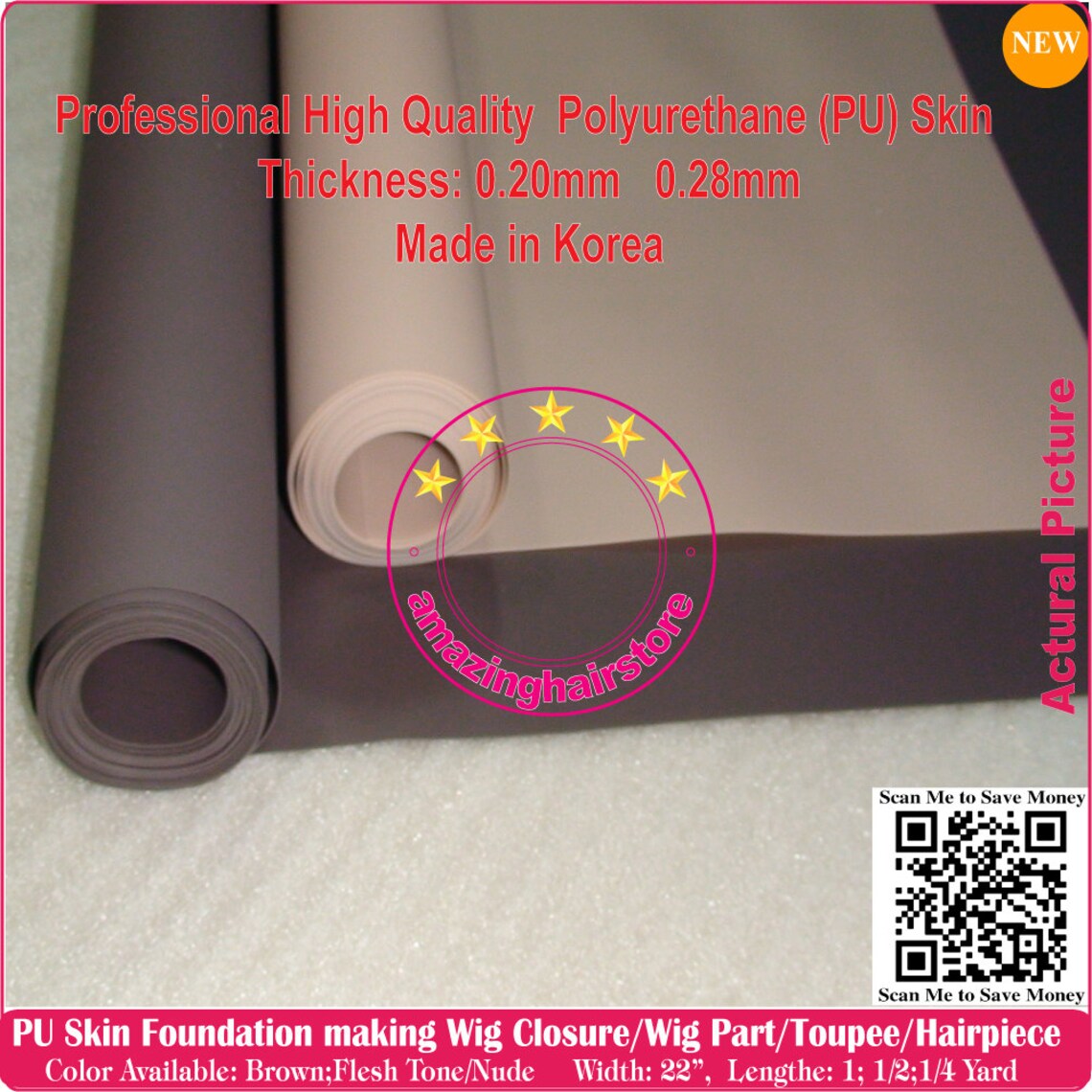 PU Skin (polyurethane) Wig Foundation to Making/ Repair 100% Remy Human ...