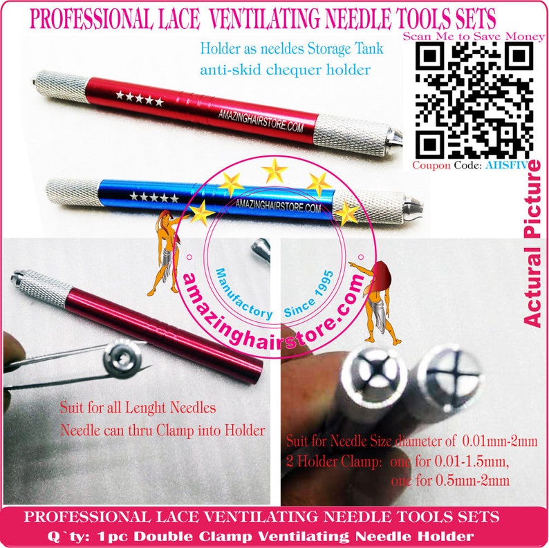 24 SETS Hooking Ventilating Needle With Handle Kit Making - Etsy