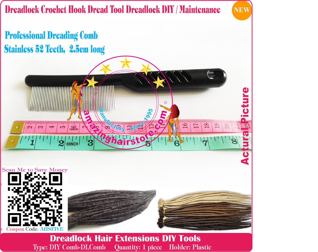 Professional Dreadlock Dreading Comb / Dread Crochet Hook Brand New ...