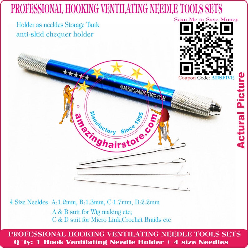 24 SETS Hooking Ventilating Needle With Handle Kit Making - Etsy