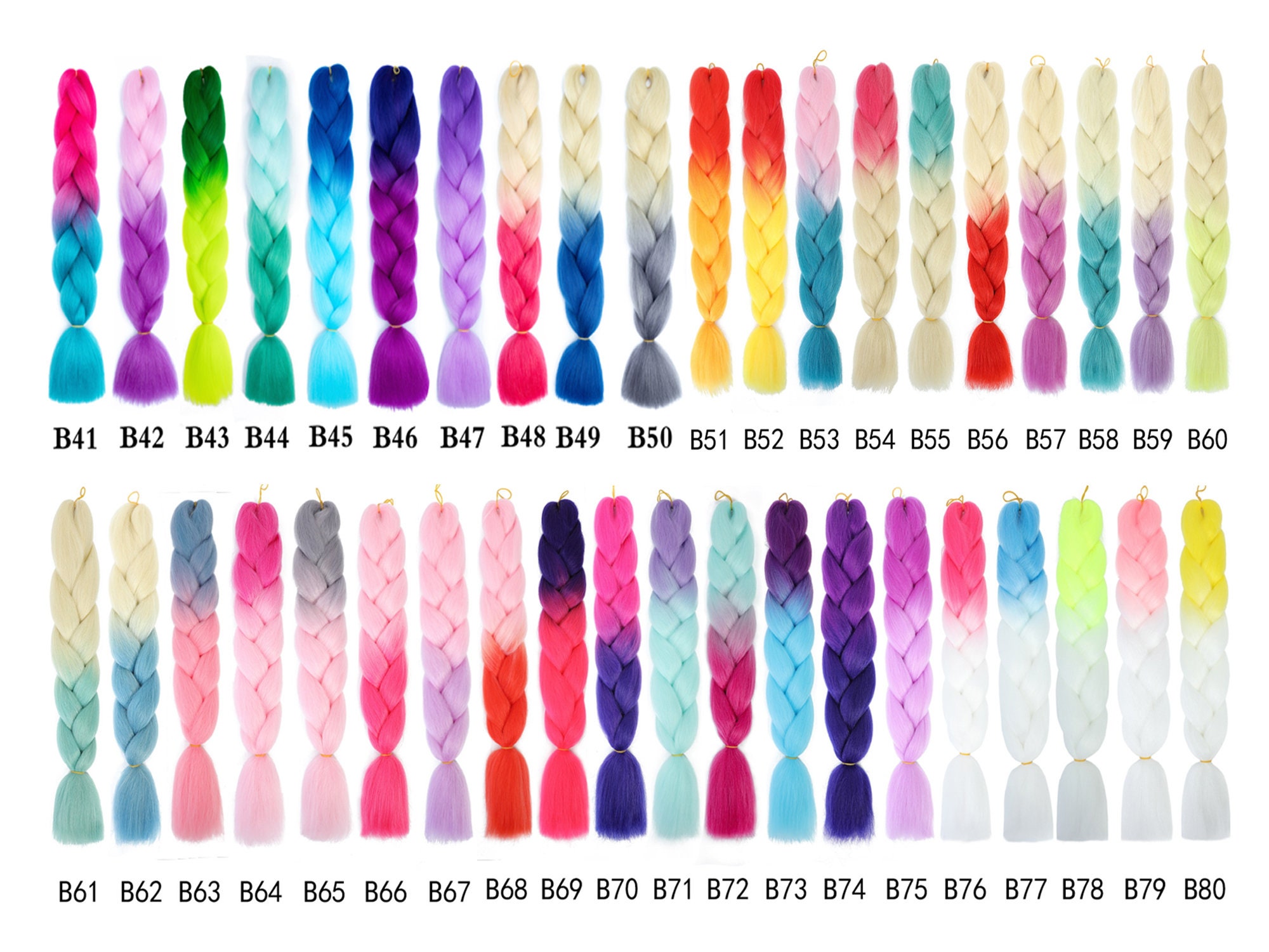 Buy 10 Receive 12 PACKS Color B1~B70 of 255 Color High Quality Braiding ...