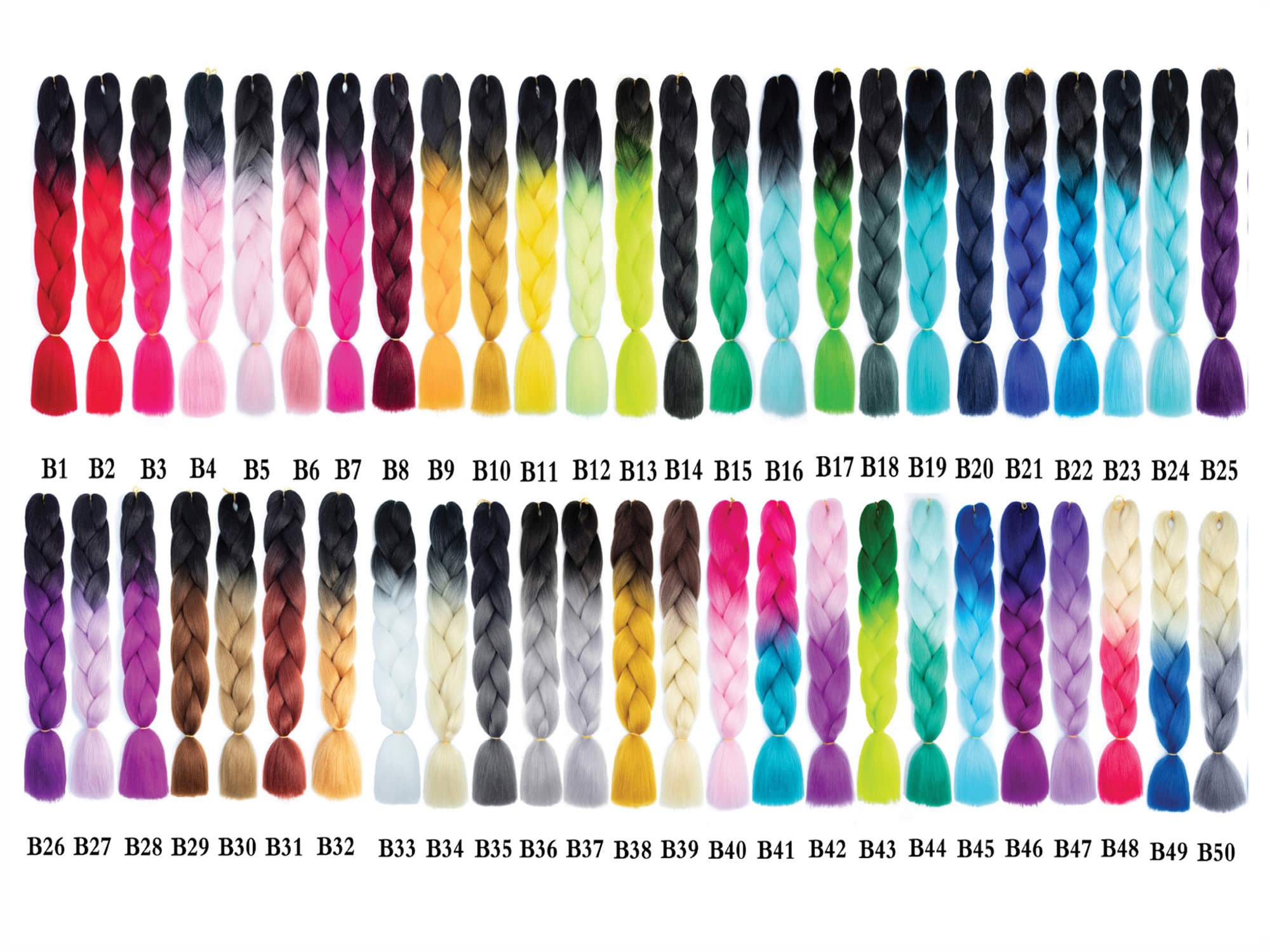 Buy 10 Receive 12 PACKS Color B1~B70 of 255 Color High Quality Braiding ...
