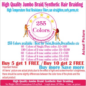 Buy 10 Receive 12 PACKS Color B1~B70 of 255 Color High Quality Braiding ...