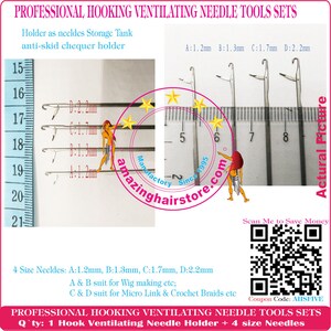 24 SETS Hooking Ventilating Needle With Handle Kit Making Repair 100% ...