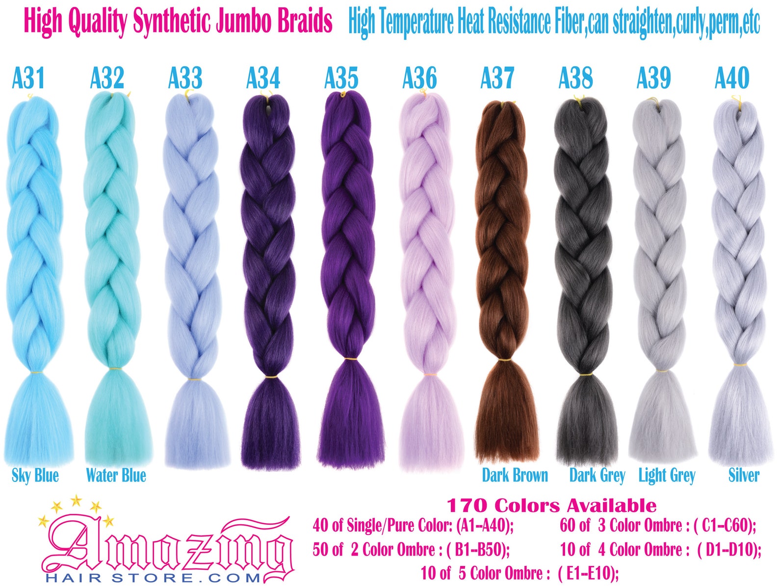 Buy 10 Get 12 PACKS Color A1~A40 of 255 Fancy Color High Quality ...