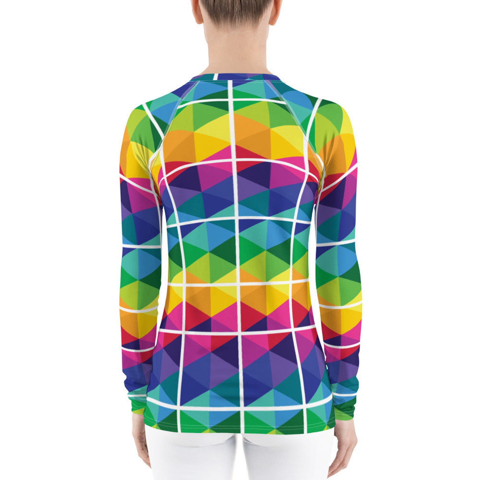 Colorful Window Pane Pattern Women's Rash Guard - Etsy