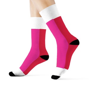 Red Pink Two Toned Crew Socks - Etsy