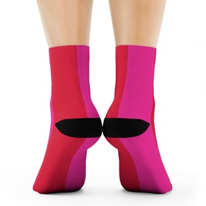 Red Pink Two Toned Crew Socks - Etsy