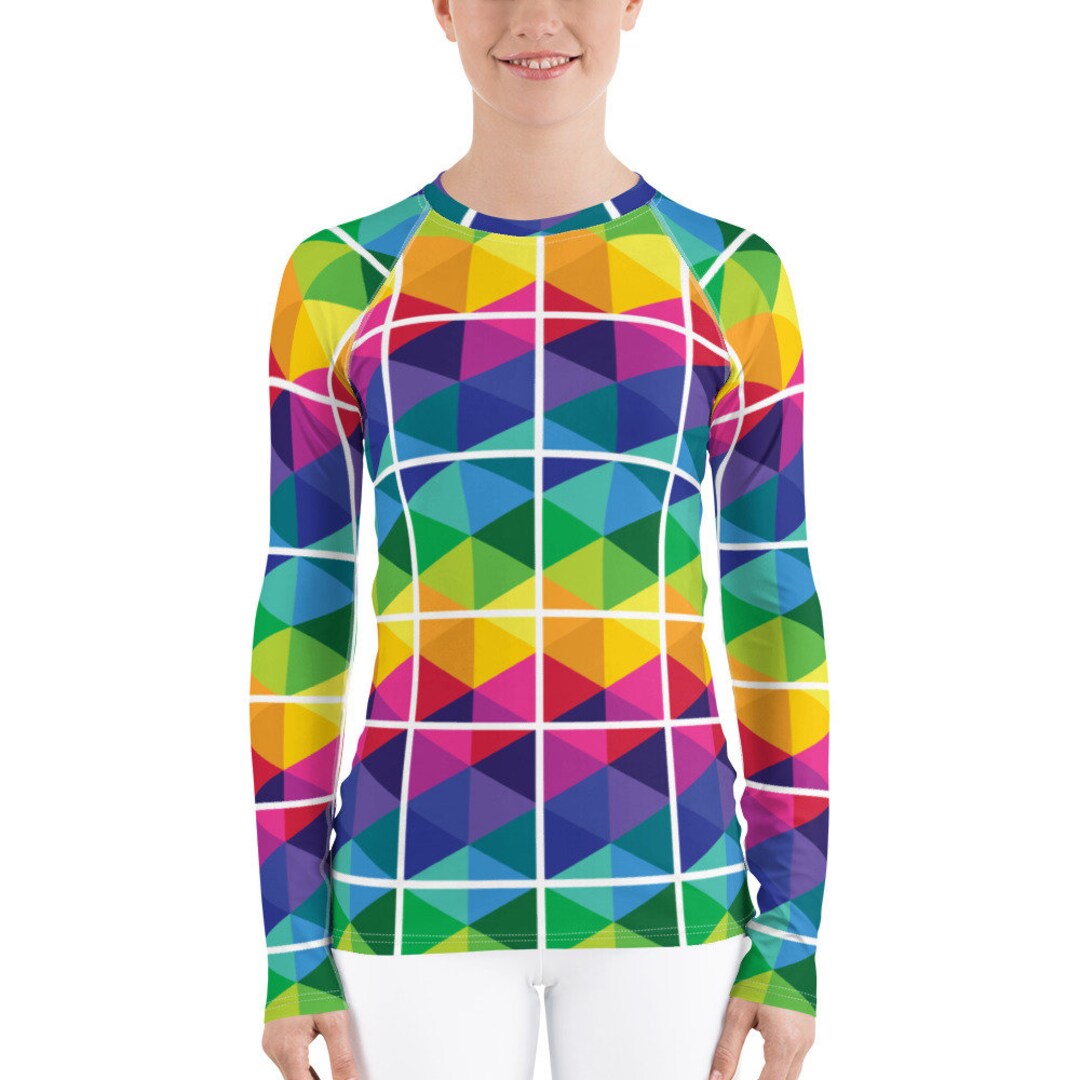 Colorful Window Pane Pattern Women's Rash Guard - Etsy
