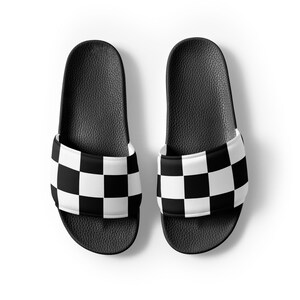Black and White Checkered Women's Slides - Etsy