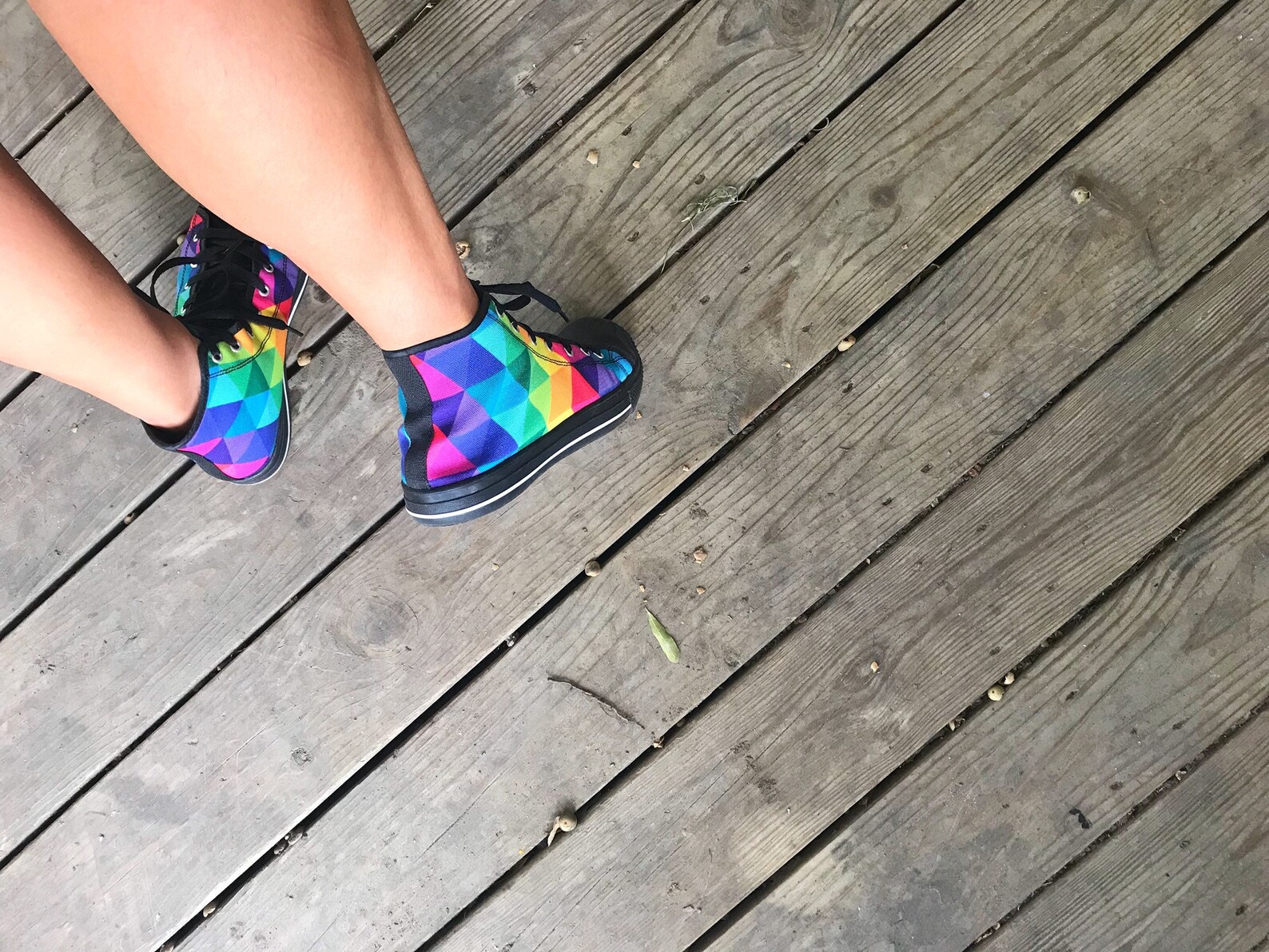 Womens Hightop Sneakers Colorful Rainbow Shoes Custom Canvas - Etsy