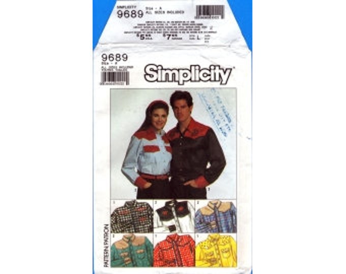 1990 Misses Mens Long Sleeve Country Western Shirt Front Button or Snap ...