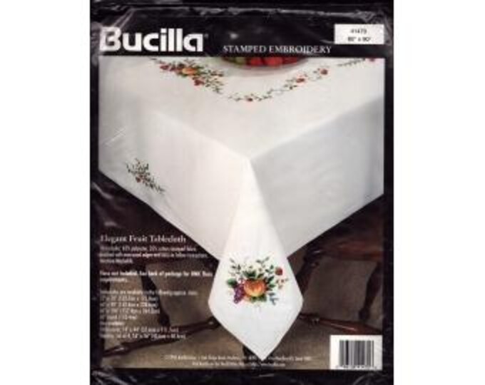 1996 Elegant Fruit Vintage DIY Stamped Cross Stitch Tablecloth NO FL0SS INCLUDED 60" X 90 ...