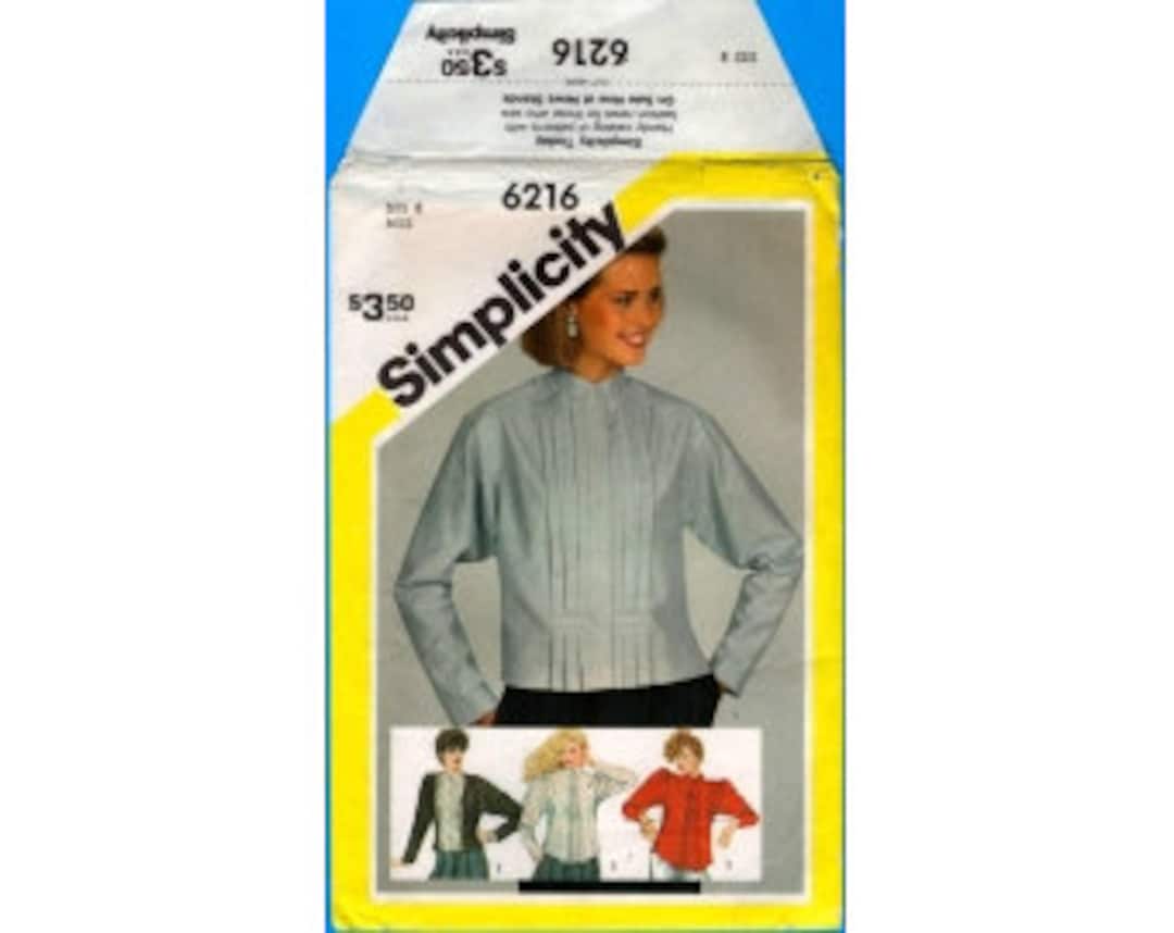 1983 Misses Front Button Pleated or Contrast Panel Blouse Long Tapered ...