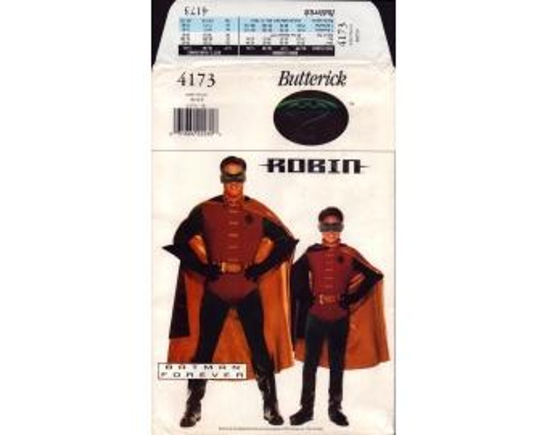 1995 Boys Robin Costume Jumpsuit Cape Boots Briefs Mask Batman Forever ...