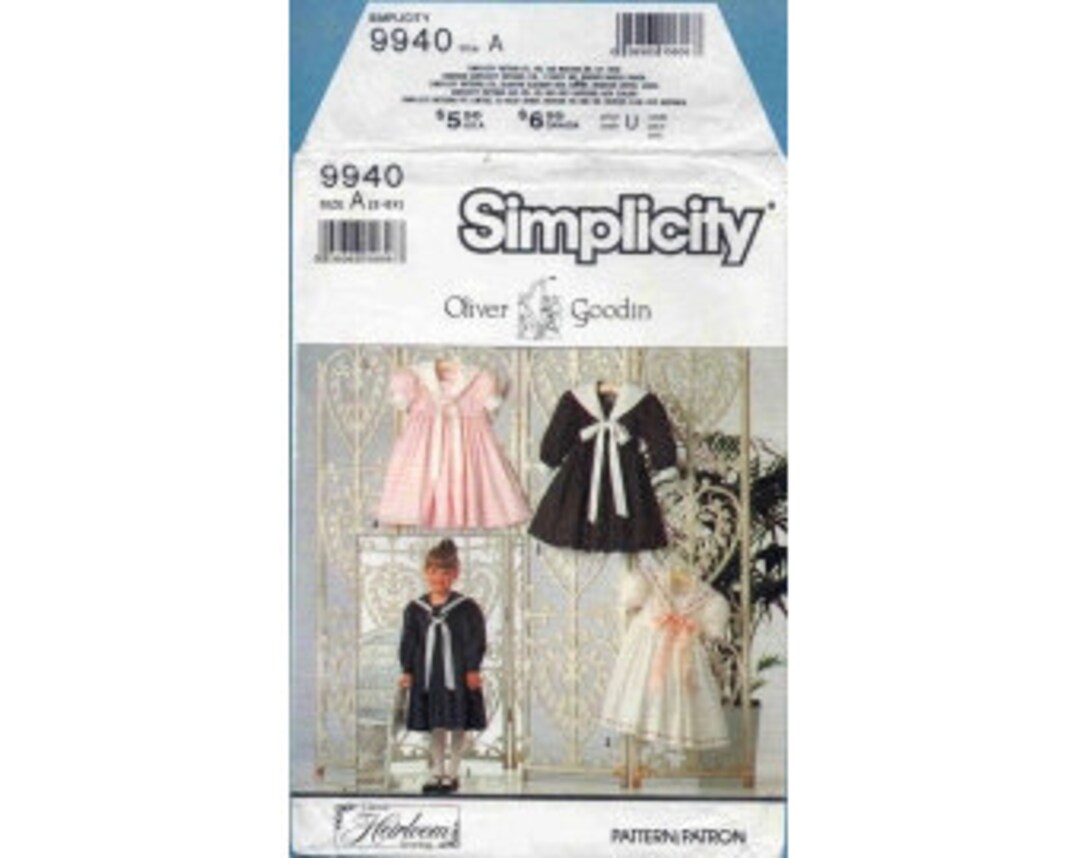 1990 Childs Dress Sailor Collar & Tie Empire Waist Dress Embroidery Oliver Goodin UC FF Size 2,3 ...