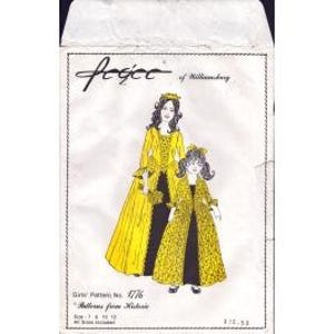 1973 Girls 18th Century Colonial Gown Dress Stomacher by Peggy Miller ...