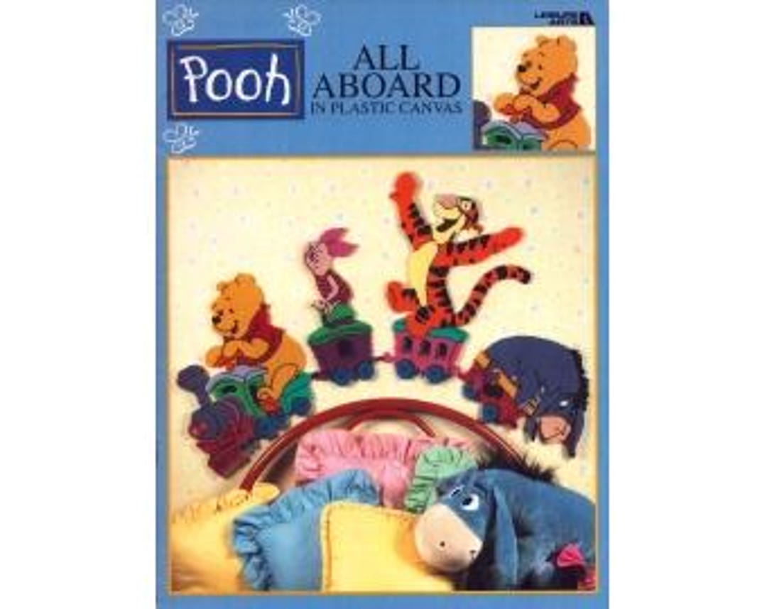 1999 Pooh Bear All Aboard Train Vintage Plastic Canvas Wall Hanging ...