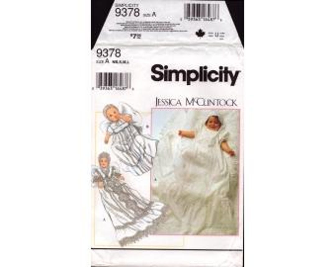 1995 Babies Christening Baptism Gown Slip & Bonnet by Designer Jessica Mcclintock Uncut FF Size ...