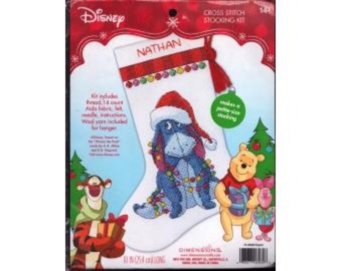2020s Disney Eeyore NIP DIY Counted Cross Stitch Christmas Holiday 10 ...