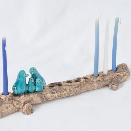 Menorah Handmade Ceramic Menorah Pair of Tiny Love Birds on - Etsy Israel