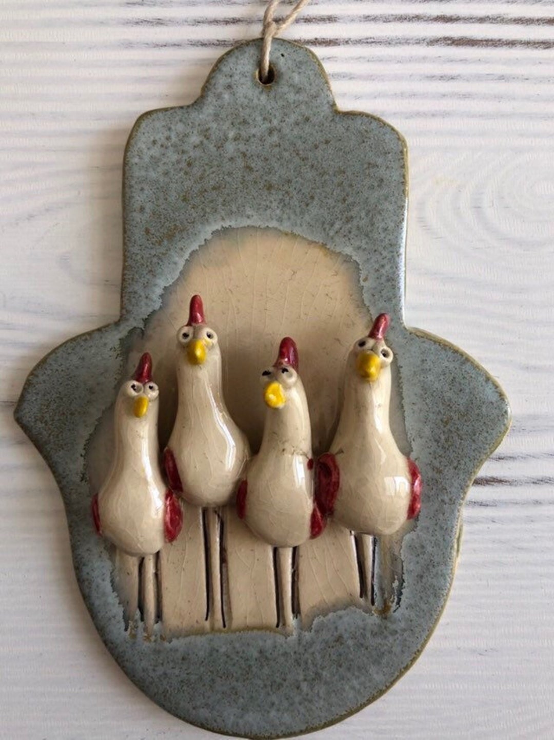 Hamsa With Four Chickens - Etsy