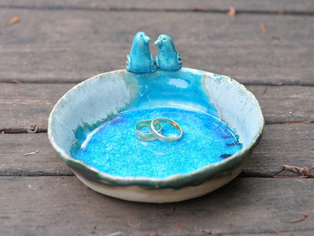 Love Birds Wedding Ring Bearer Bowl Ring Dish Wedding Ring Pillow ...