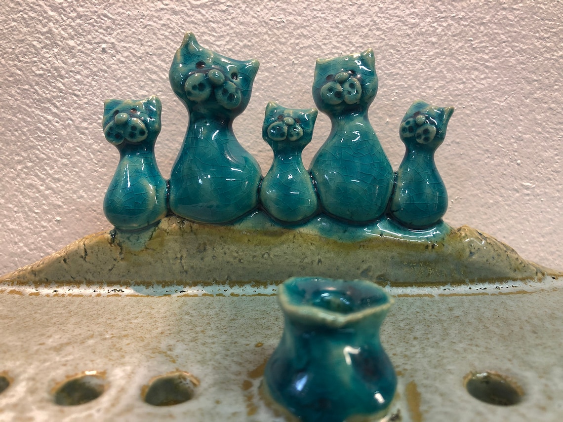 Cats Menorah. Hand Made Ceramics | Etsy