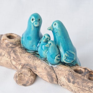 Menorah, Handmade Ceramic Menorah Pair of Tiny Love Birds on a Branch ...