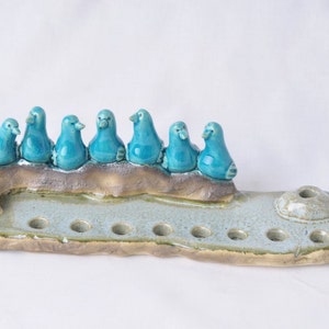 Menorah - Hanukkah Menorah, Ceramics Menorah With Love Birds - Hanukkah ...