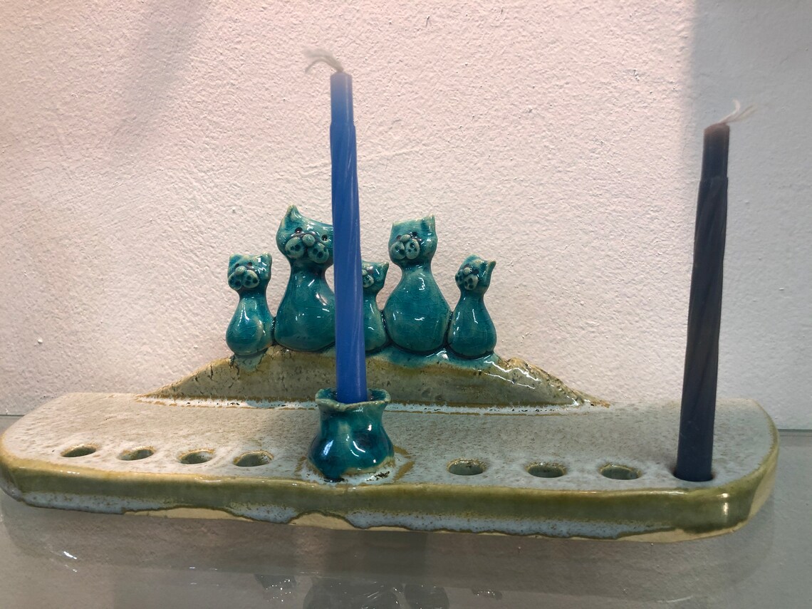 Cats Menorah. Hand Made Ceramics | Etsy
