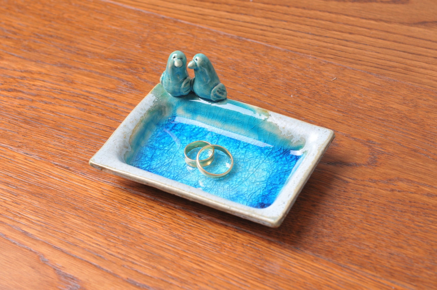 Ring Holder, Love Birds Ceramic Ring Dish Engagement Turquoise Wedding Gift Wedding Shower Gift ...